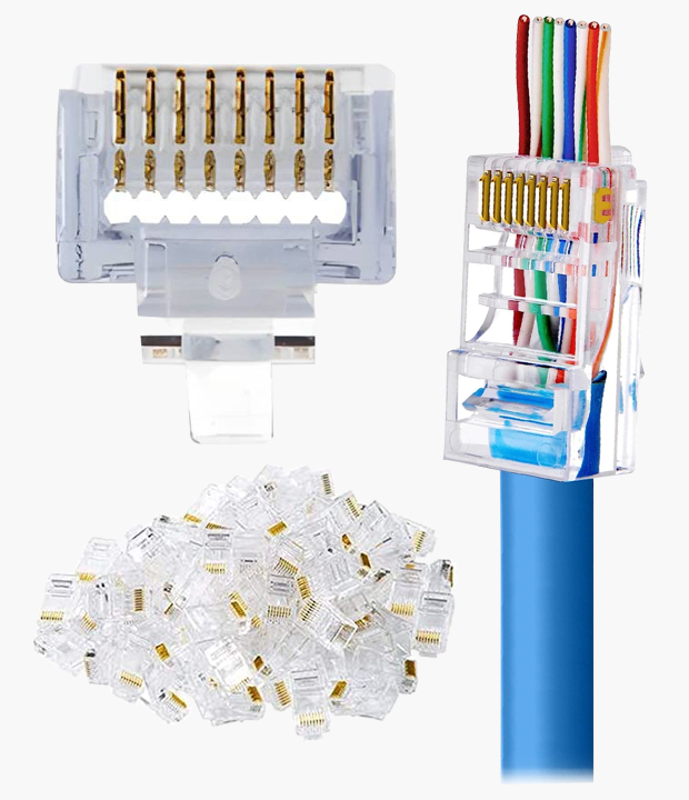 Conectores Red Cat5 Rj-45 Pass Through Funda 100 Unidades – TECRA CABLE ...